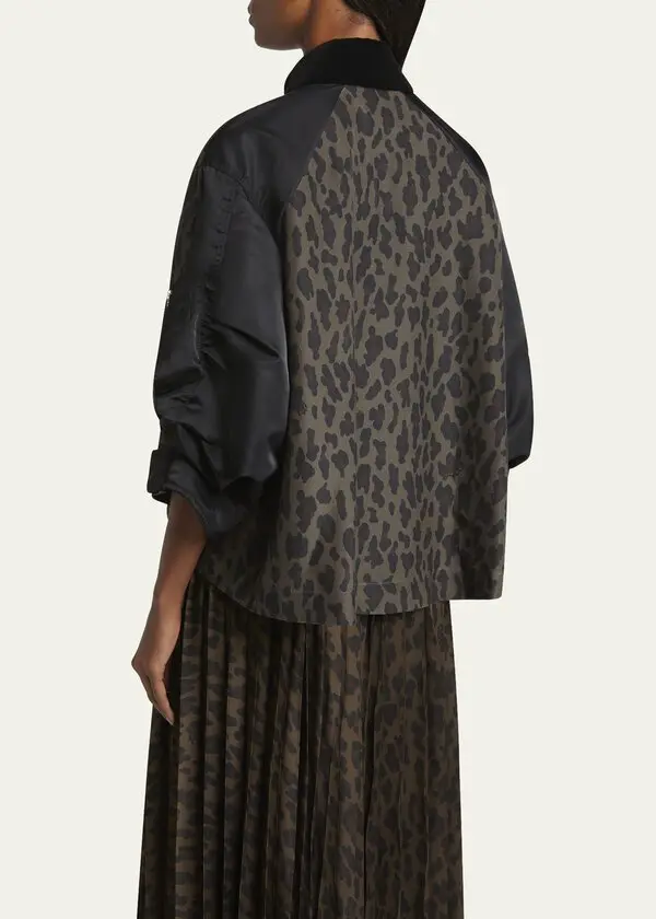 Sacai Leopard Print Jacket - Brown X Black | Editorialist